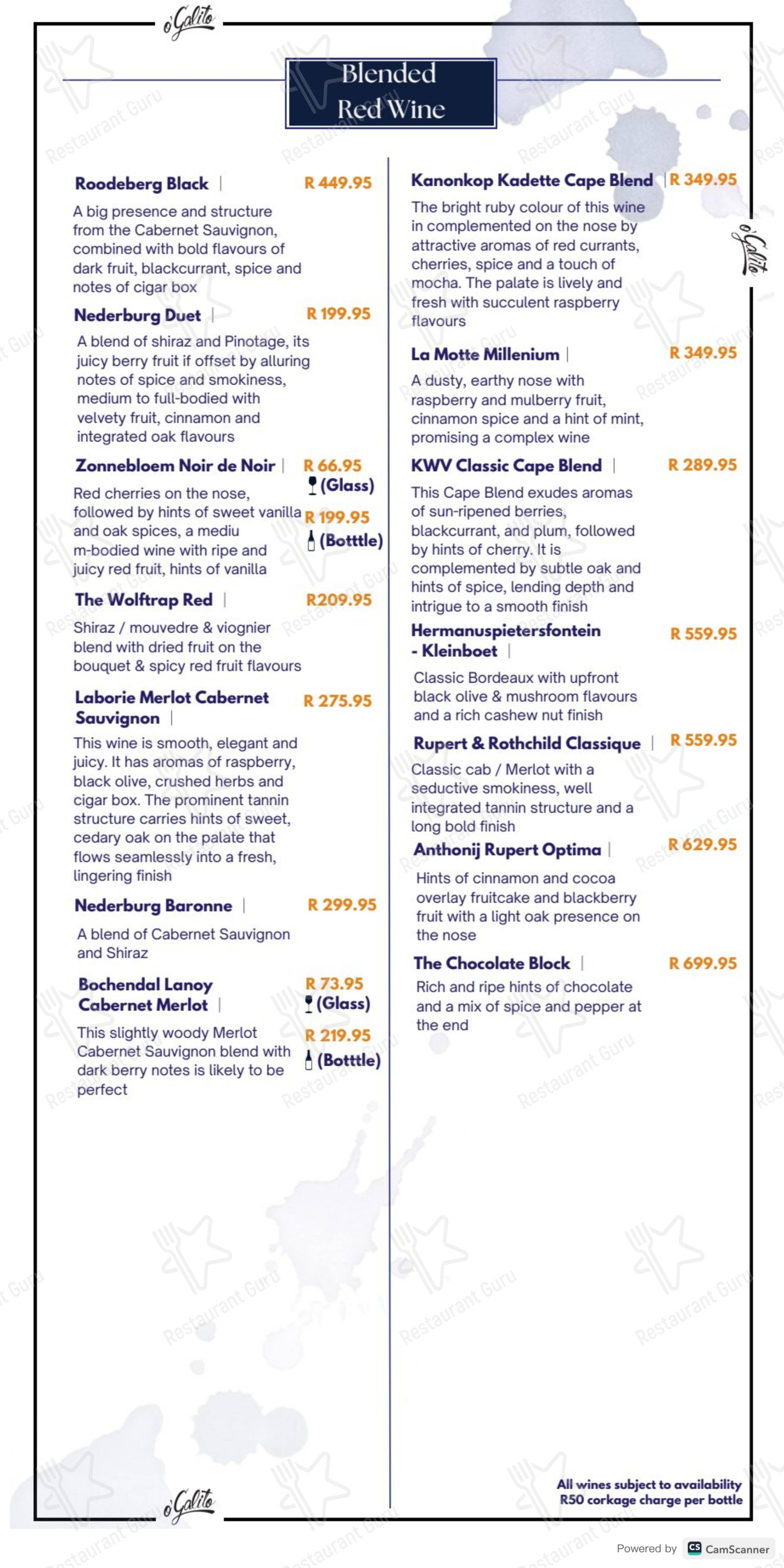 Menu at O'Galito - Centurion Mall restaurant, Centurion, Heuwel Rd