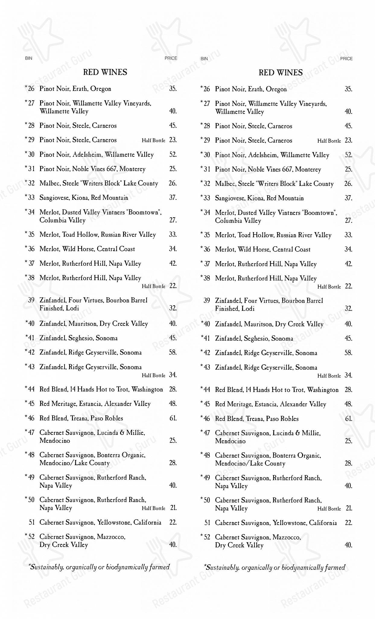 Menu at Old Faithful Inn Dining Room restaurant, USA, Old Faithful Rd