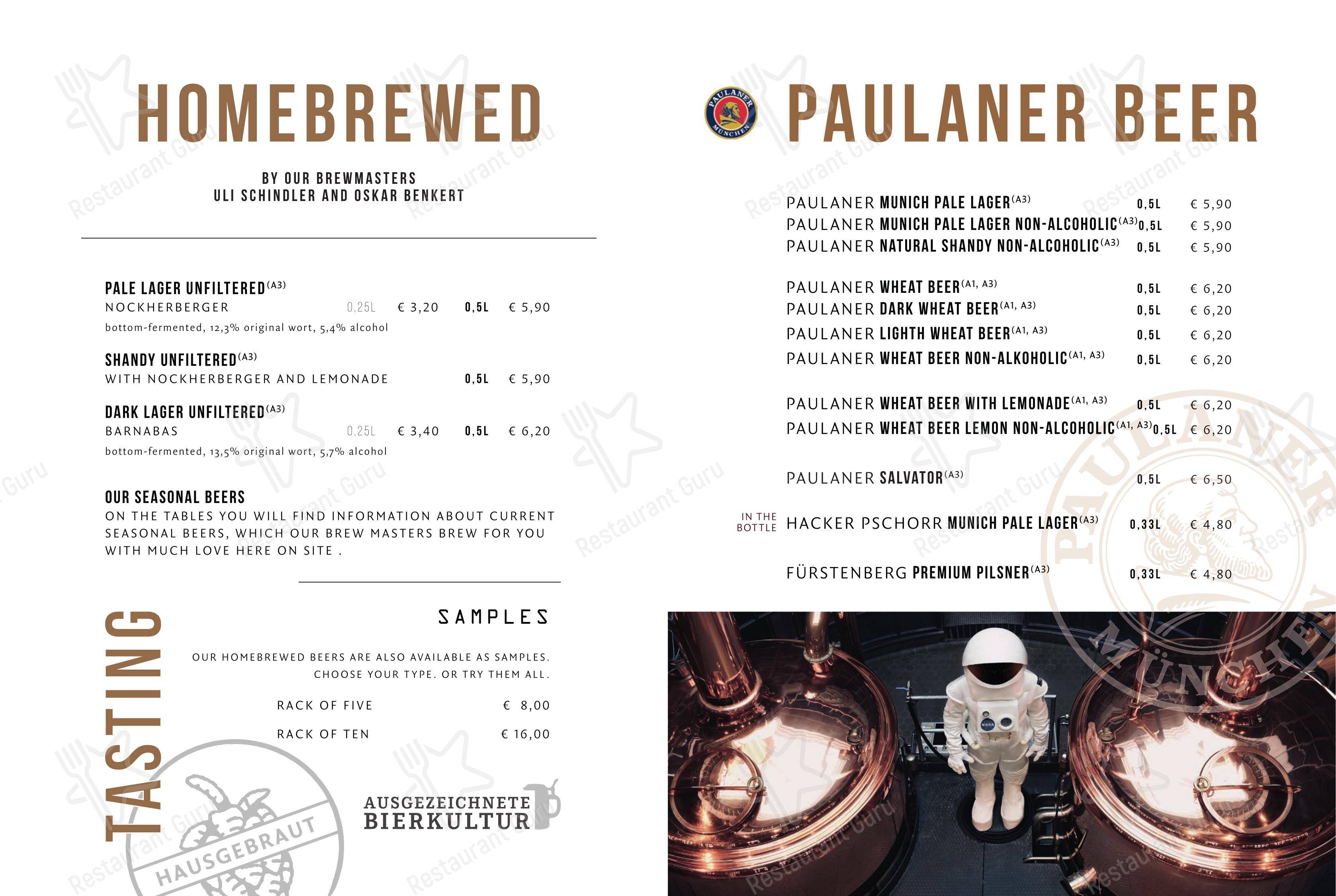 Speisekarte von Paulaner am Nockherberg restaurant, München, Hochstraße 77
