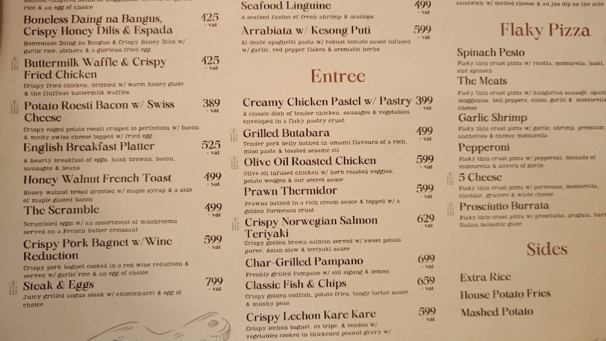 Menu at Grapevine Restaurant, Quezon City