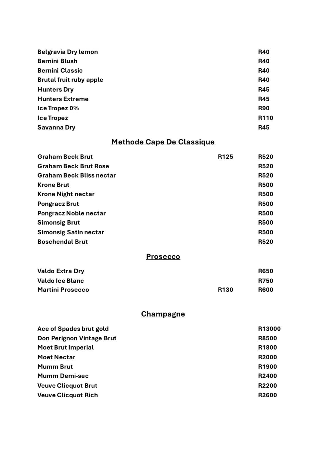 Menu at LUMO lounge&living RUIMSIG, Roodepoort