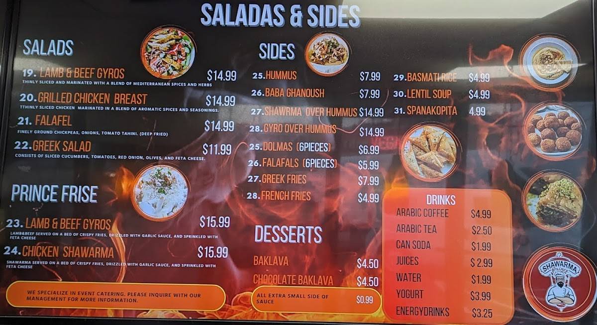 Menu at , Seattle