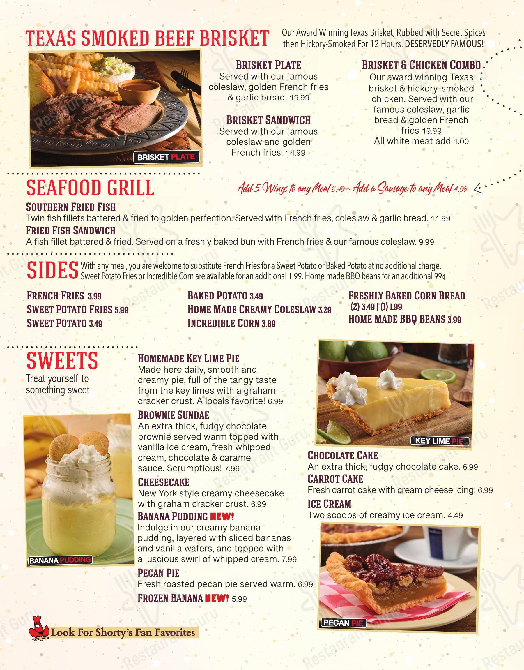 Menu at Shorty's BBQ West Miami, Miami, SW 40th St