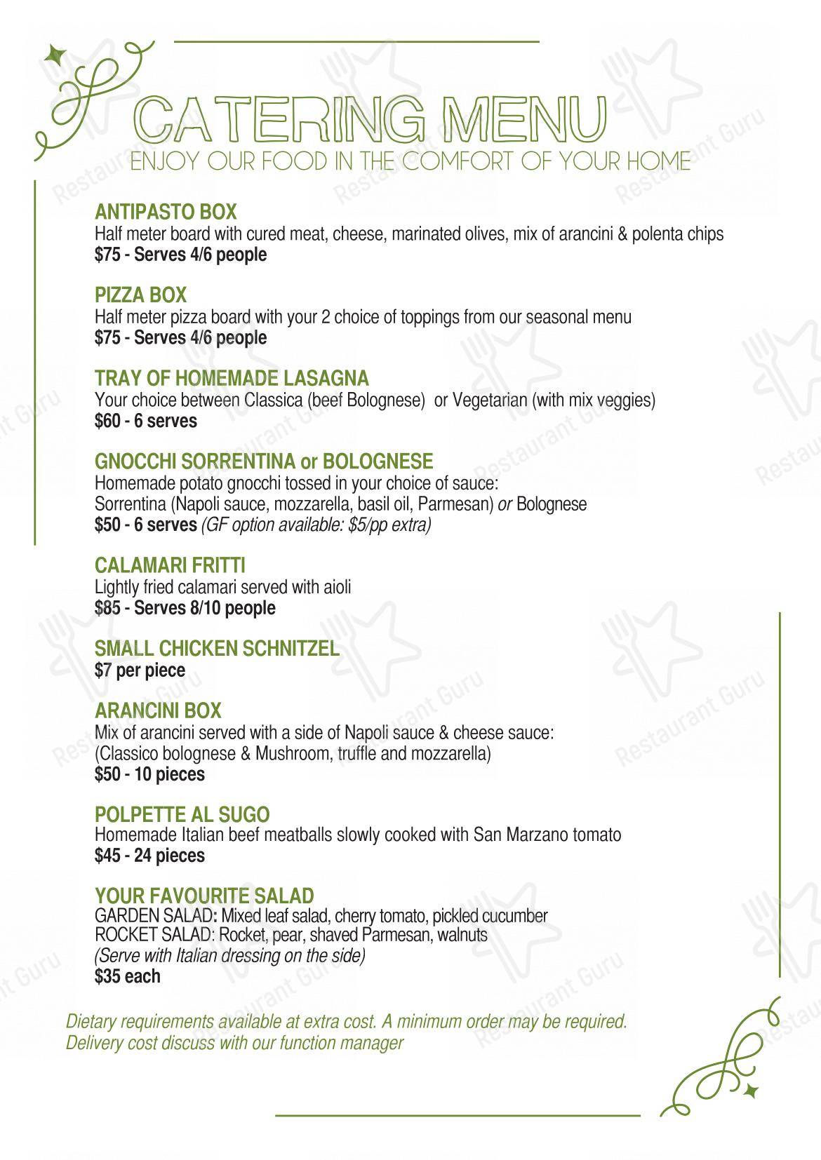 Menu at The Boardwalk Pizzeria, Caroline Springs