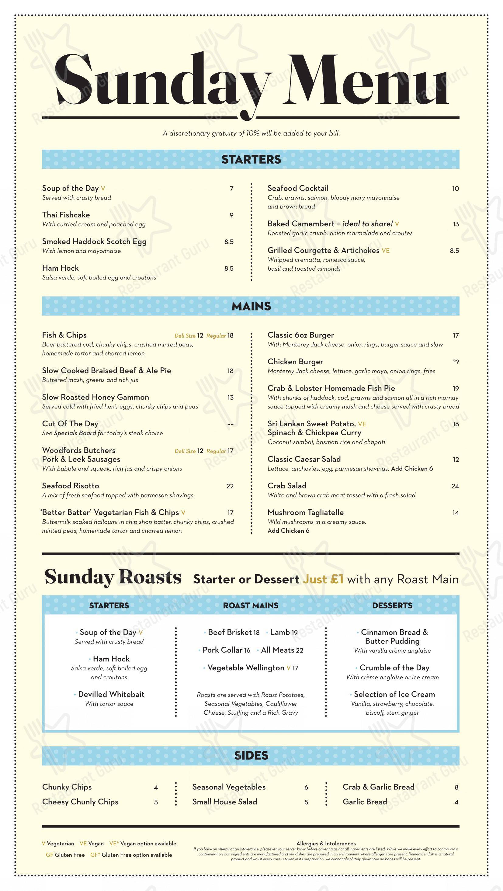 Menu at The Bugle Coaching Inn pub & bar, Yarmouth