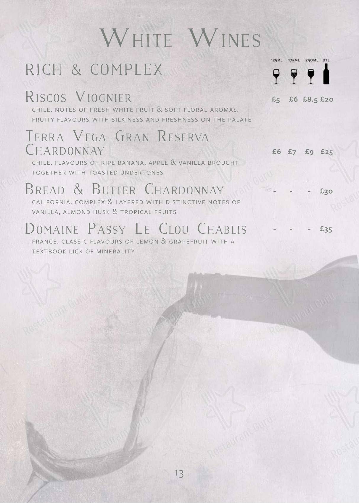 Menu at The Fig & Olive restaurant, Tamworth