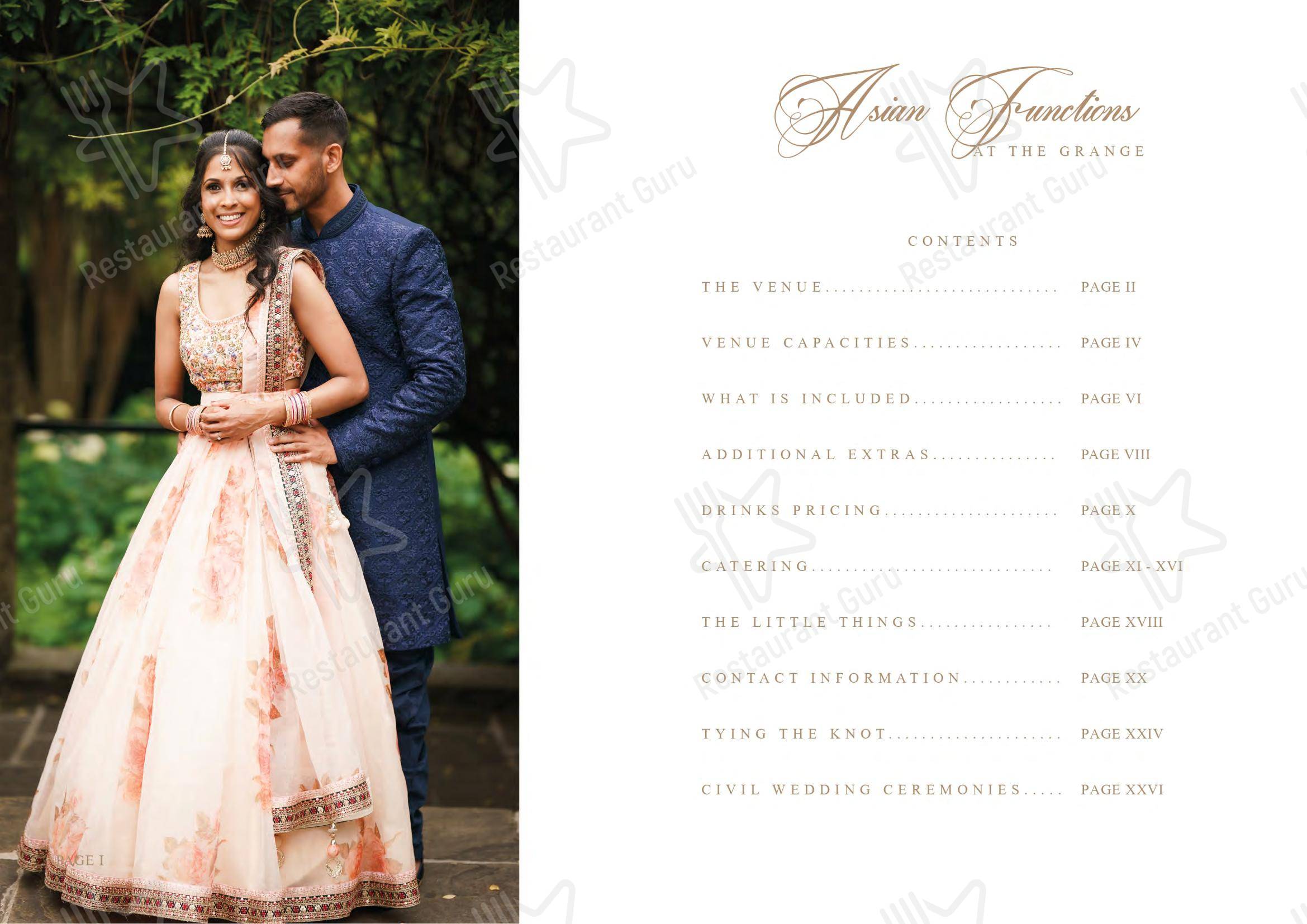 Menu at The Grange Restaurant, Wallington, Beddington Park