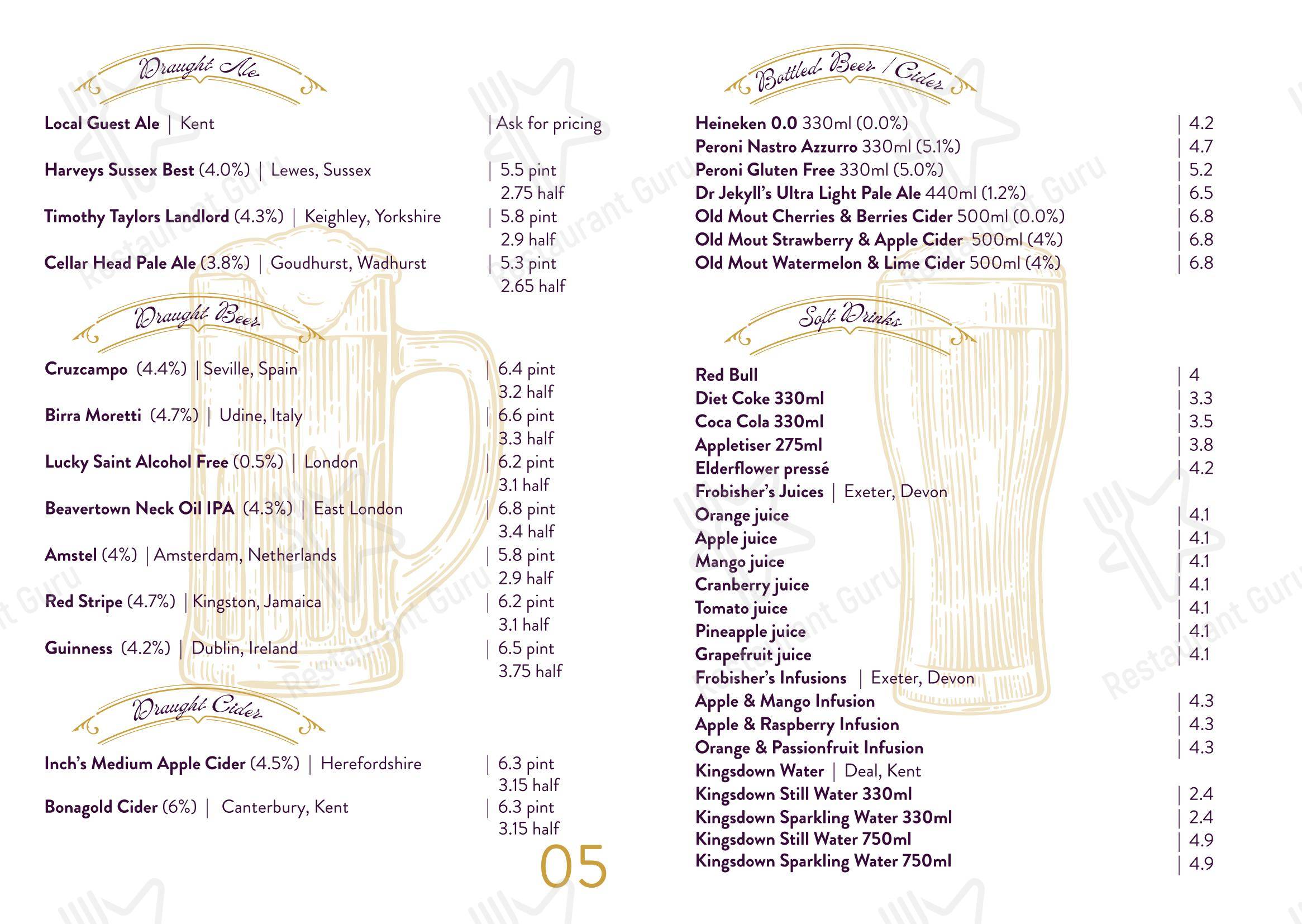 Menu at The Kings Arms pub & bar, Elham