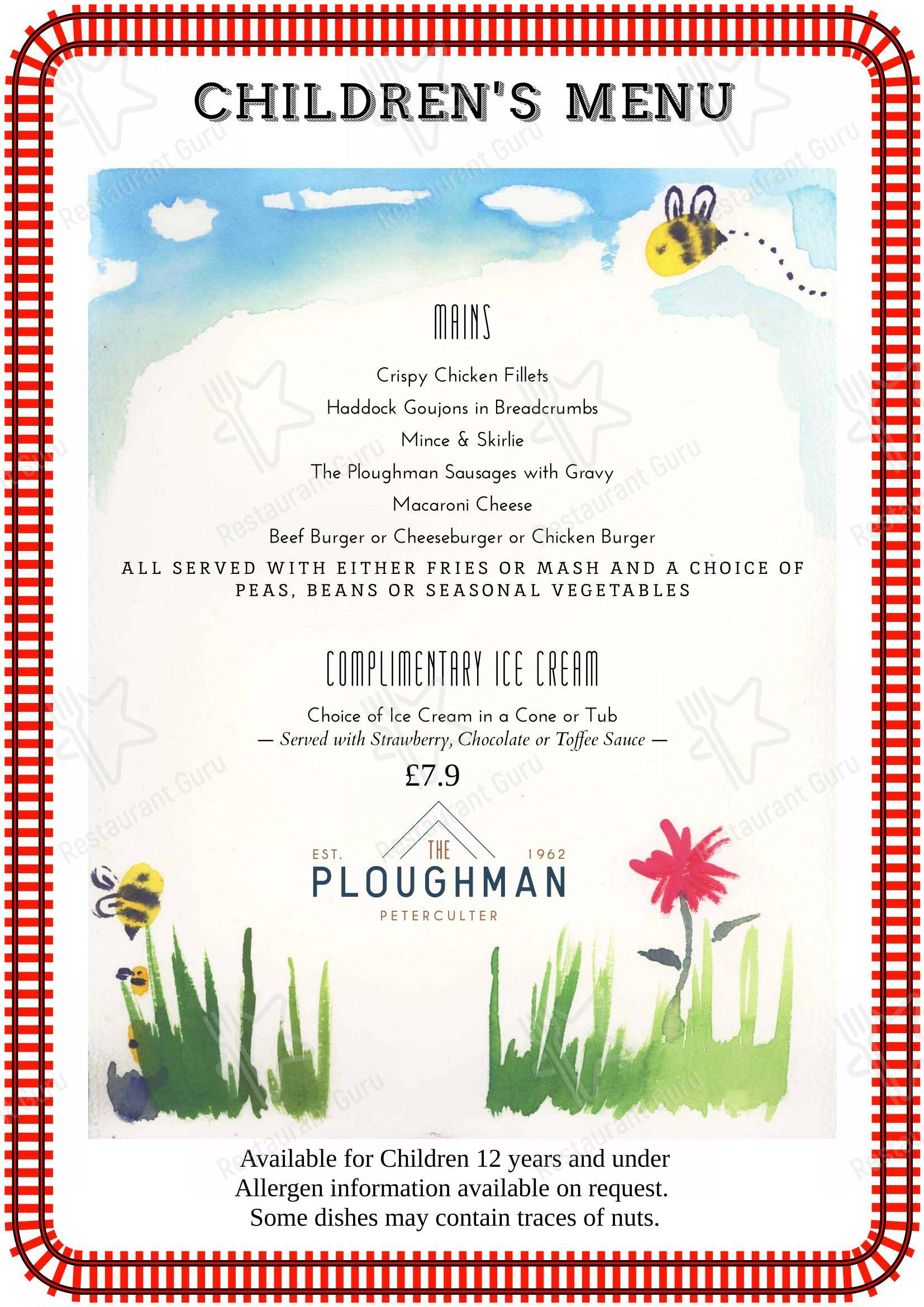 Menu at The Ploughman restaurant, Peterculter
