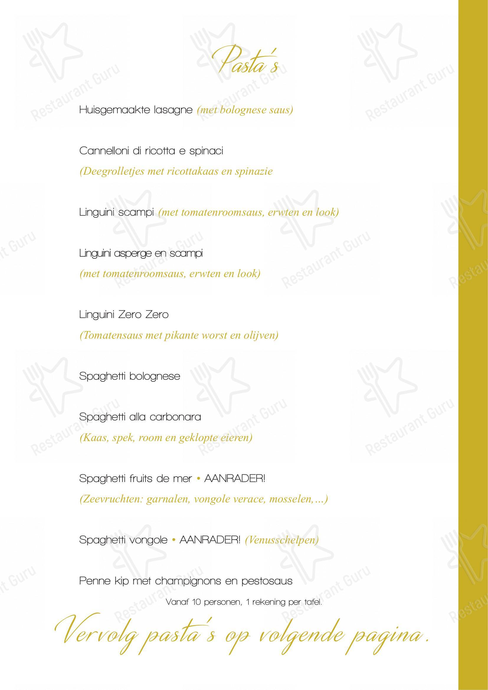 Menu at Zero Zero Grand Café, Maasmechelen