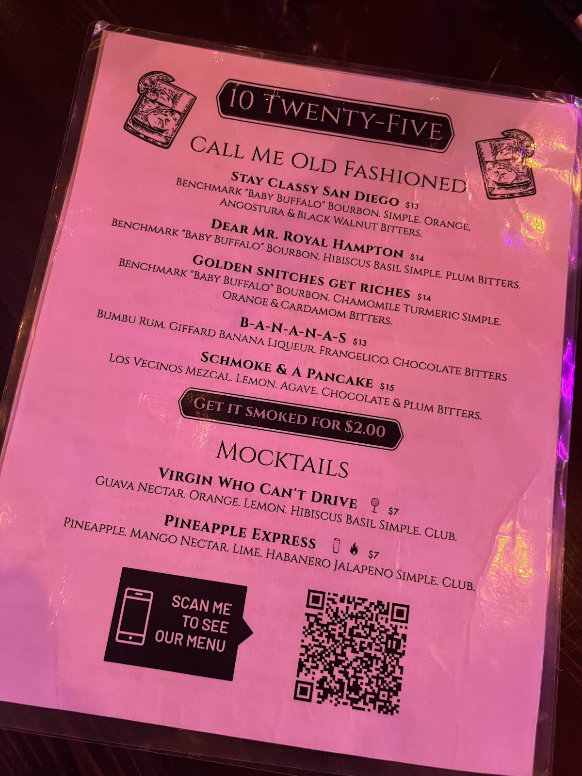 Menu at 10 Twenty Five pub & bar, Cape Coral, Santa Barbara Blvd
