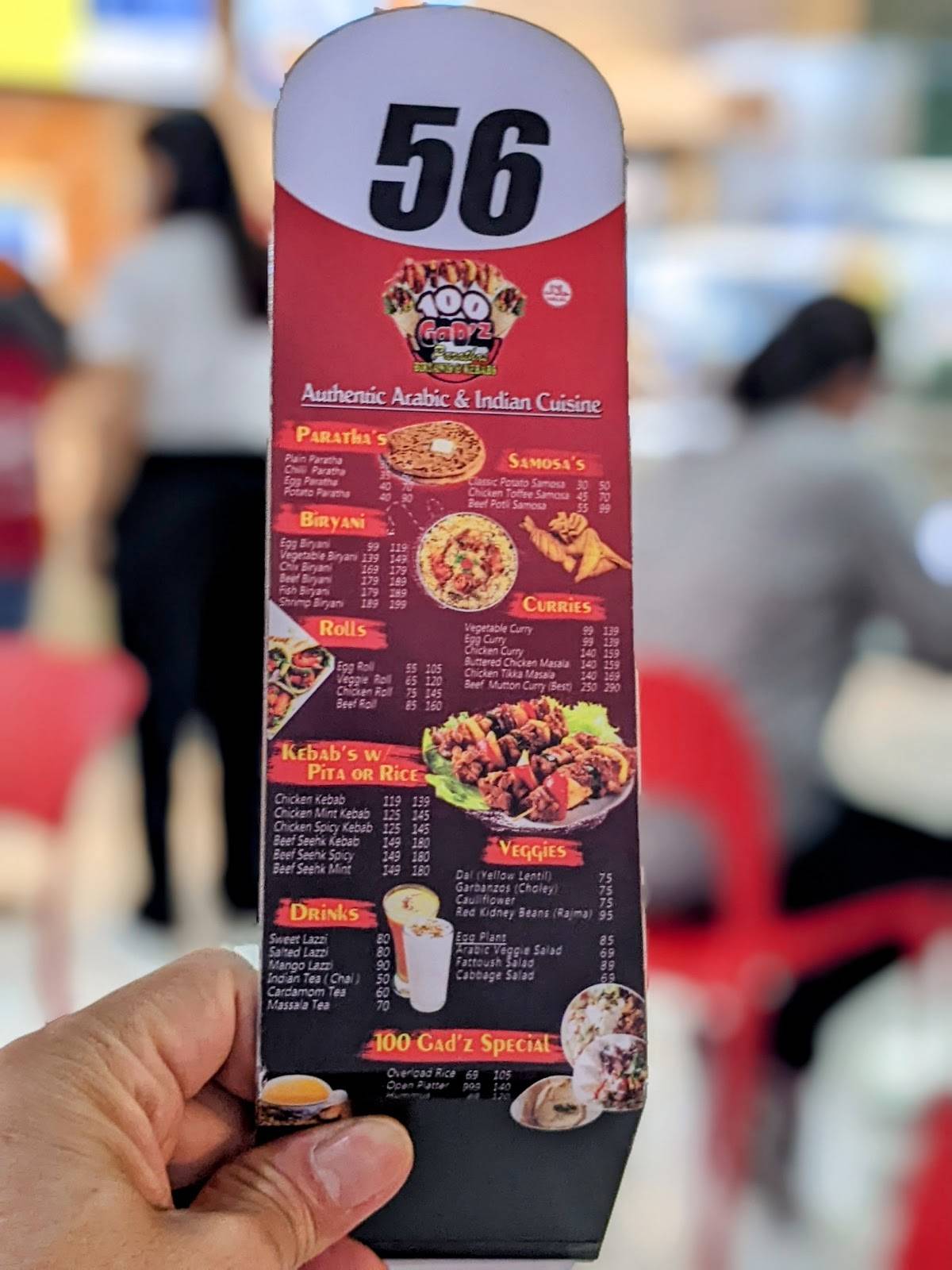 Menu at 100 Gad'z Parathas Biryanis and Kebab (Gateway Mall) restaurant ...
