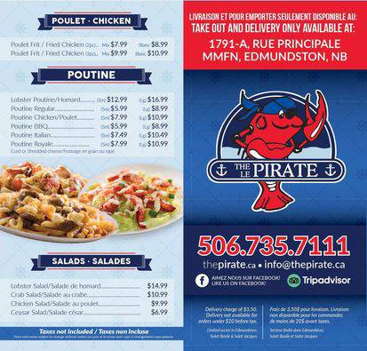Menu au 100 Grey Rock Road restaurant, Edmundston