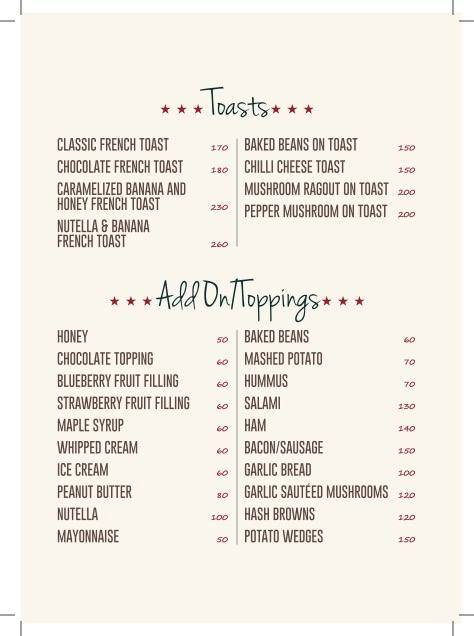 Menu at 154 Breakfast Club, Bengaluru, No. 440
