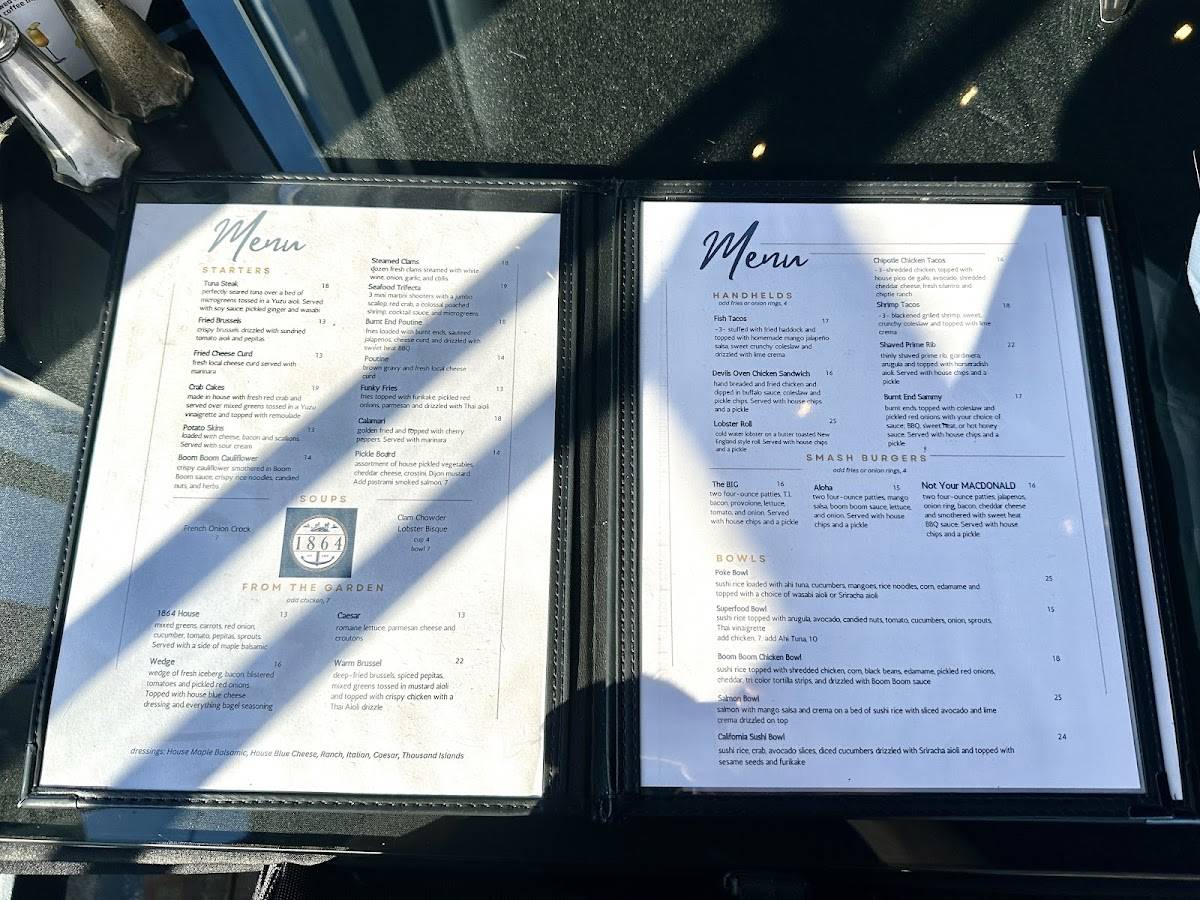 Menu at 1864 steakhouse, Alexandria Bay