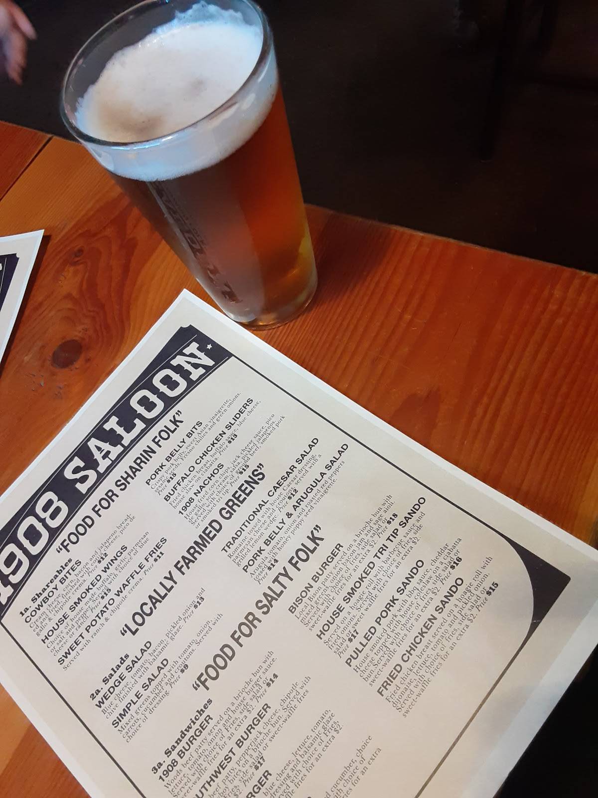 Menu at 1908 Saloon pub & bar, Sandpoint