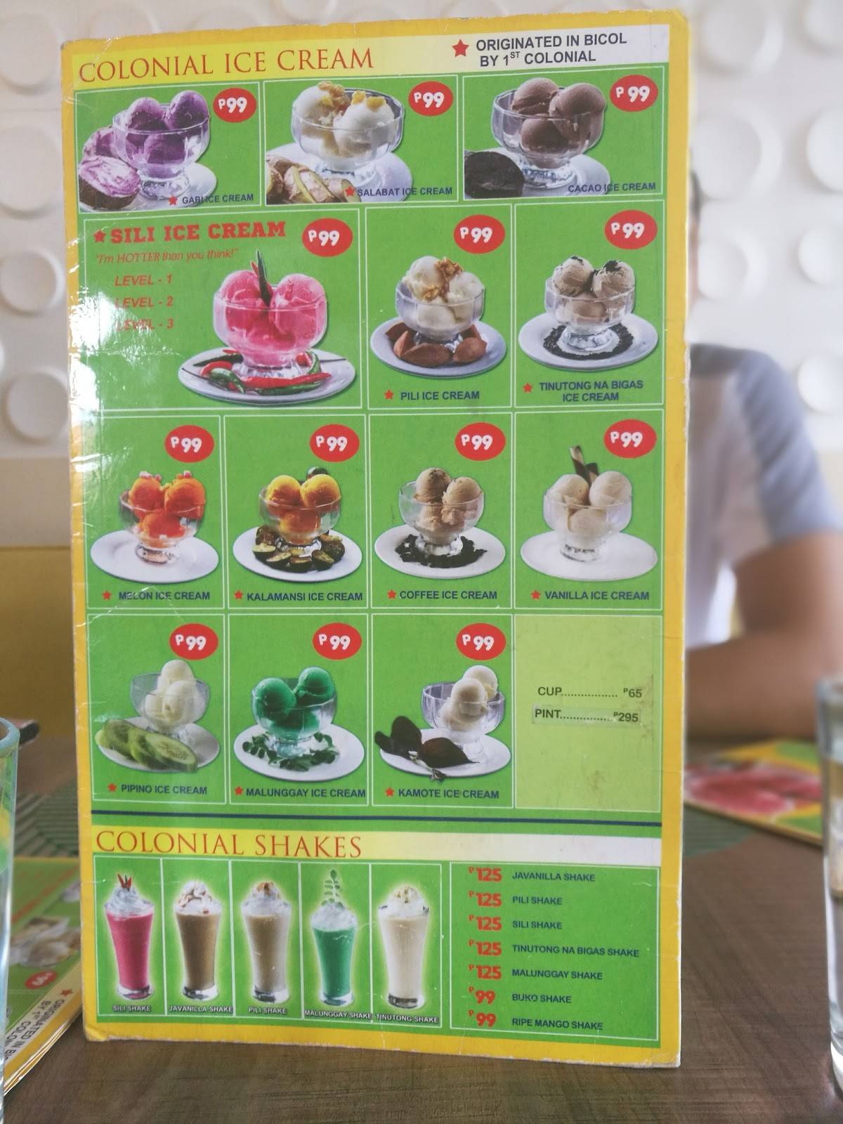 Menu at 1st Colonial Grill restaurant, Legazpi City, 4QW2+62M