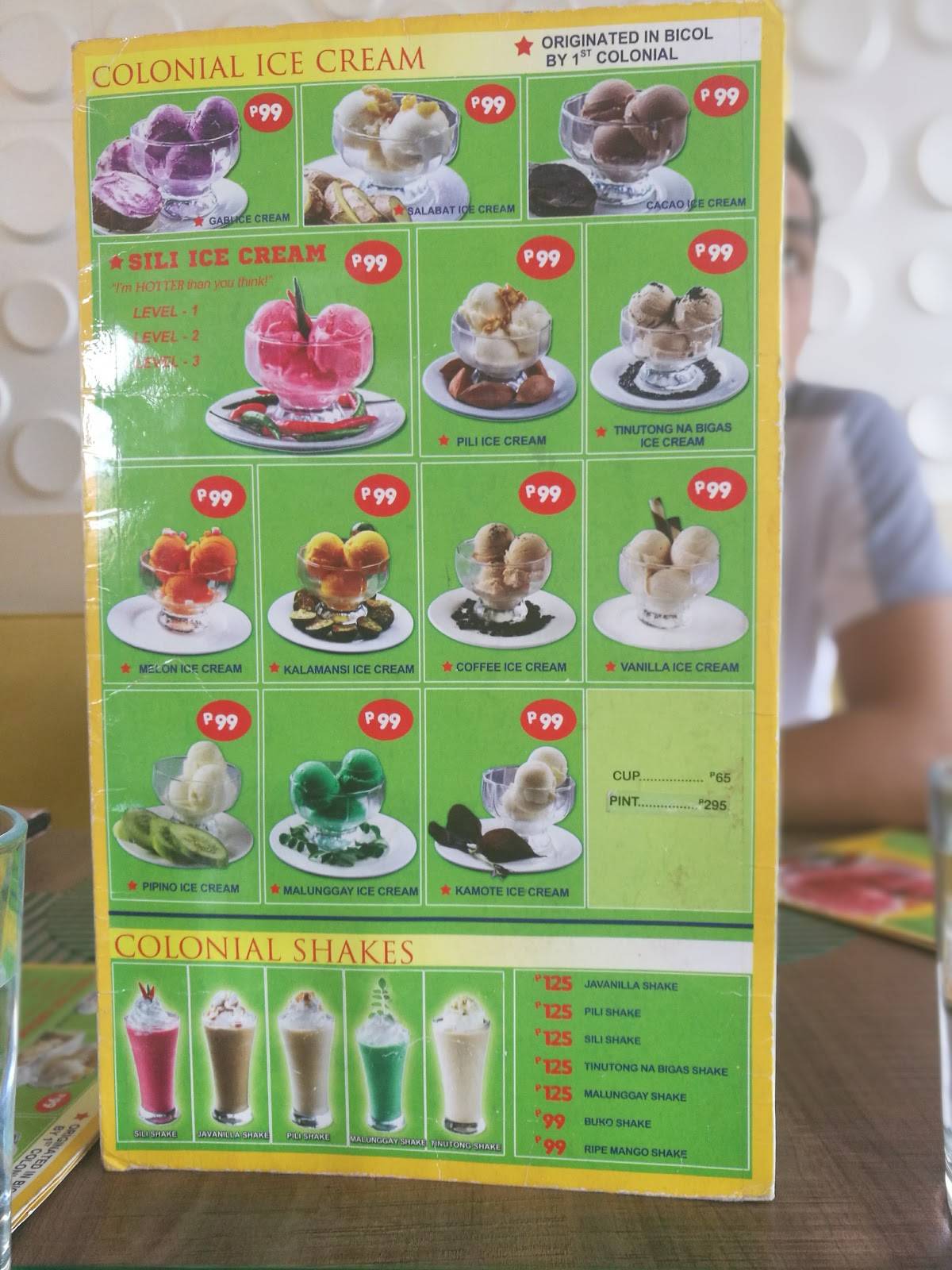 Menu at 1st Colonial Grill restaurant, Legazpi City, 4QW2+62M