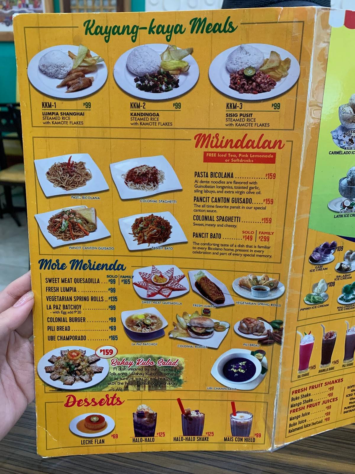 Menu at 1st Colonial Grill restaurant, Legazpi City, 4QW2+62M