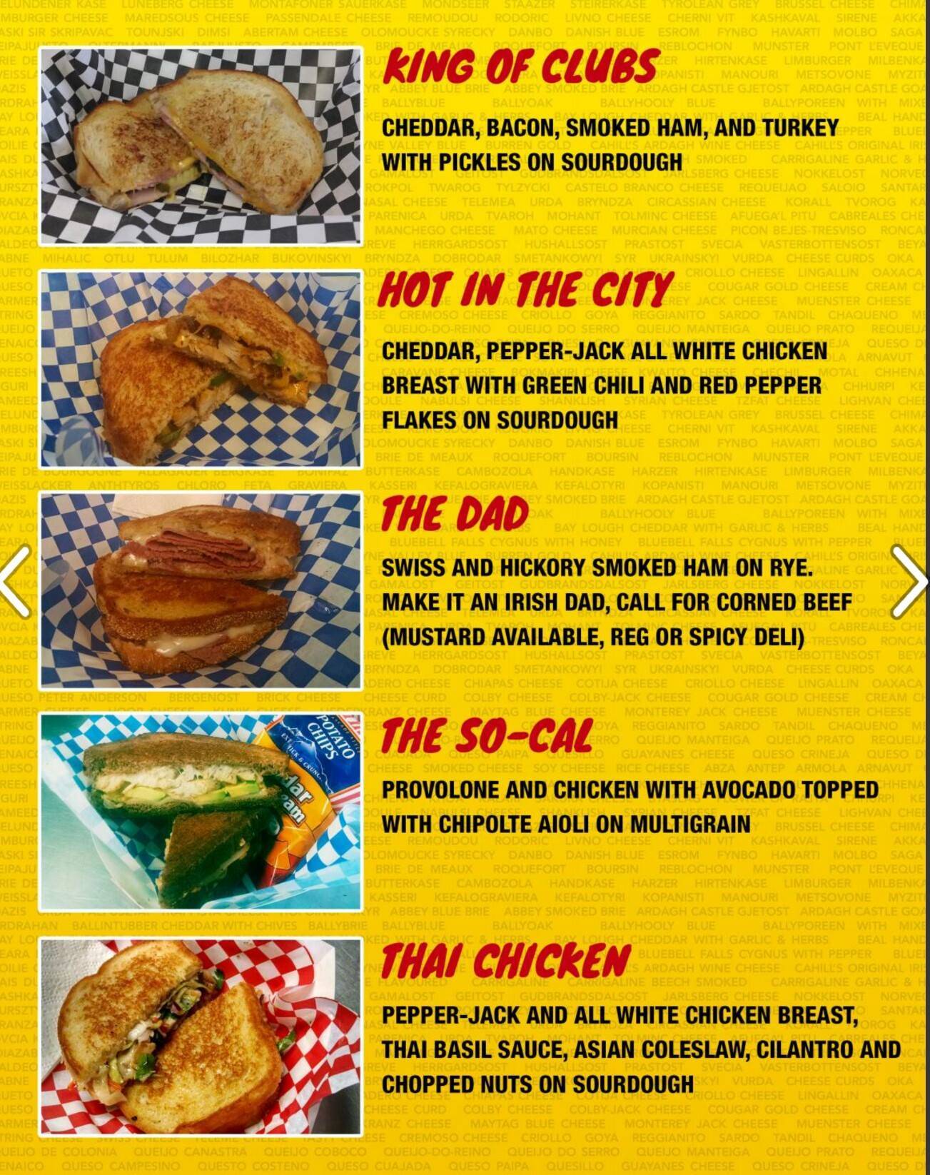 Carta del restaurante 2 Fat Guys Grilled Cheese, Phoenix