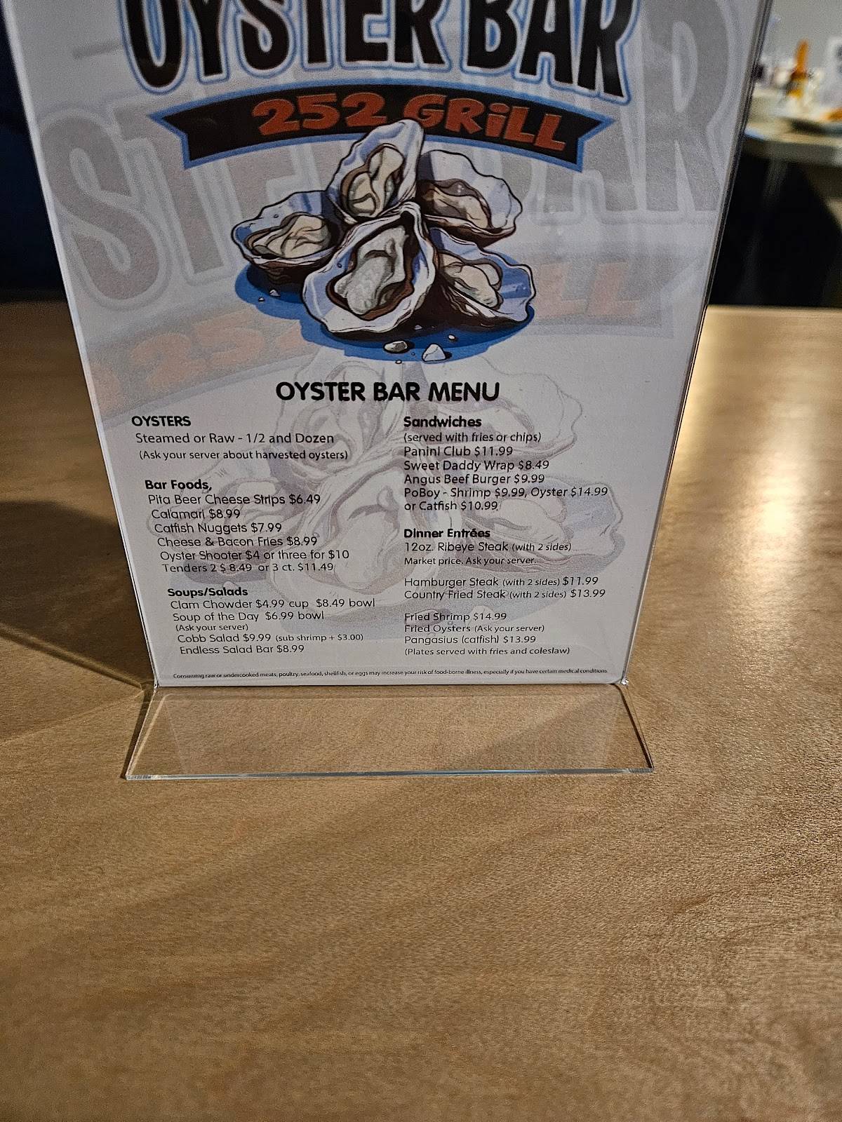 Menu at 252 Grill restaurant, Hertford