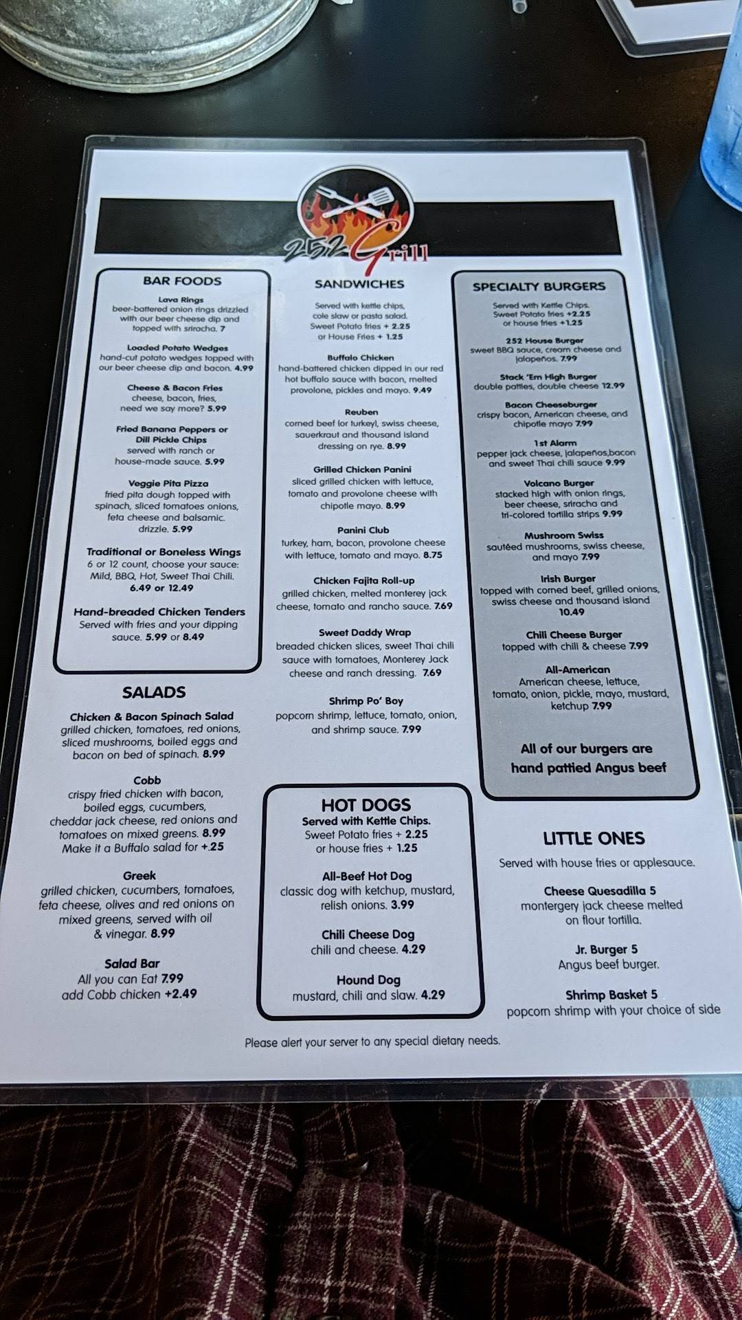 Menu at 252 Grill restaurant, Hertford