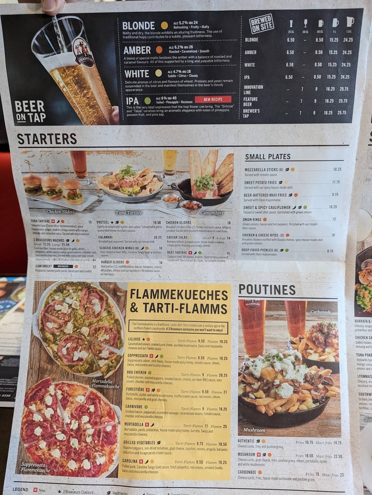 Menu at 3 Brasseurs - Sparks pub & bar, Ottawa, 240 Sparks St. Local C215