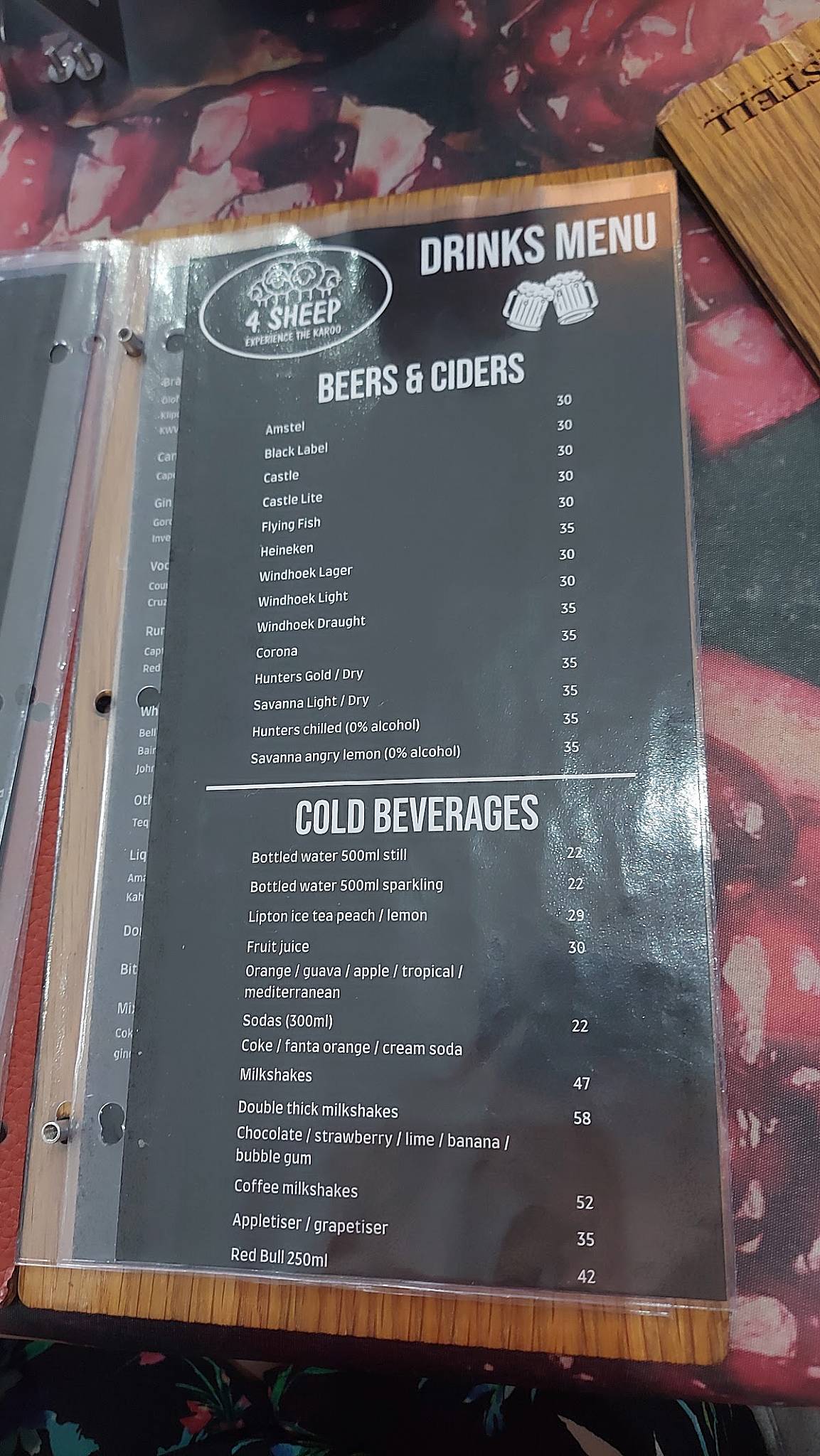 Menu at 4 Sheep Restaurant Deli and Convenience Store, Beaufort West