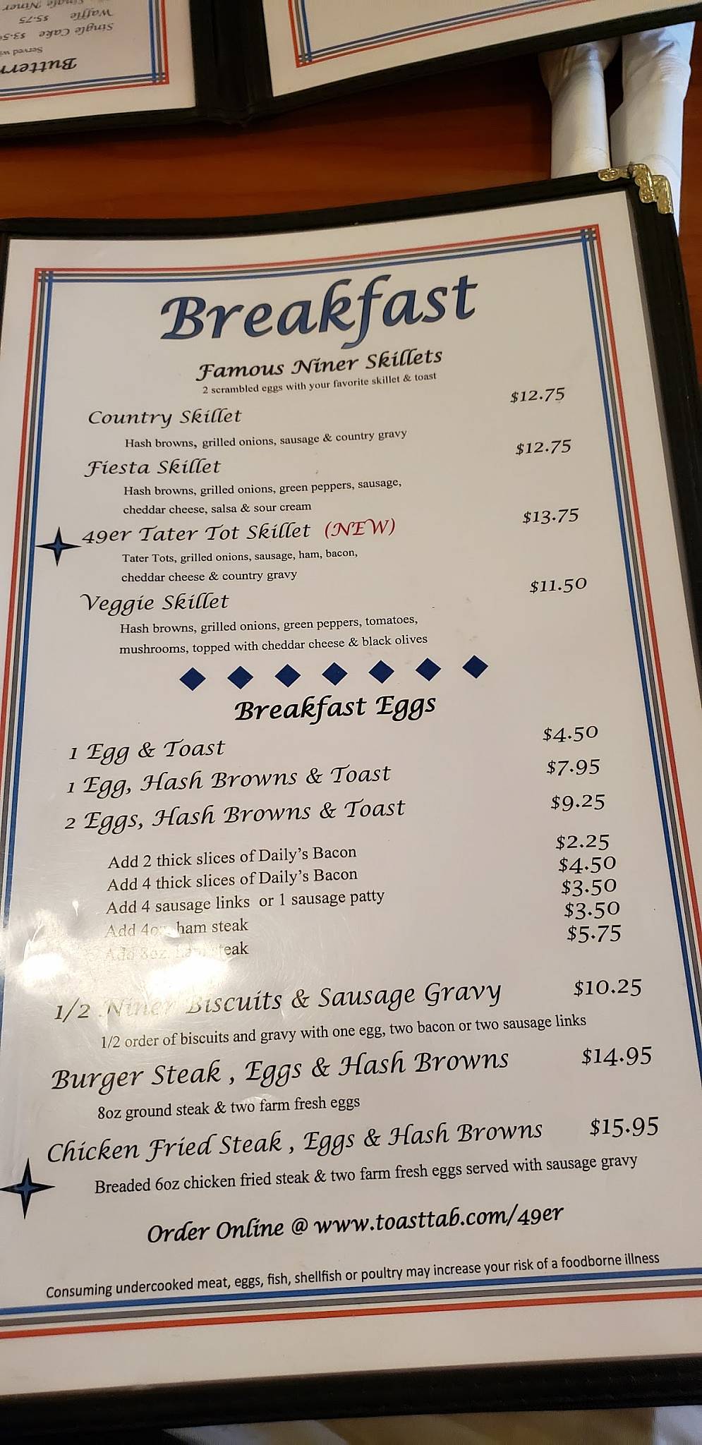 Menu at 49er Diner, Bar & Casino, Livingston, 404 E Park St