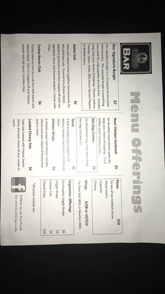 Menu at 4th Street Bar, Mansfield