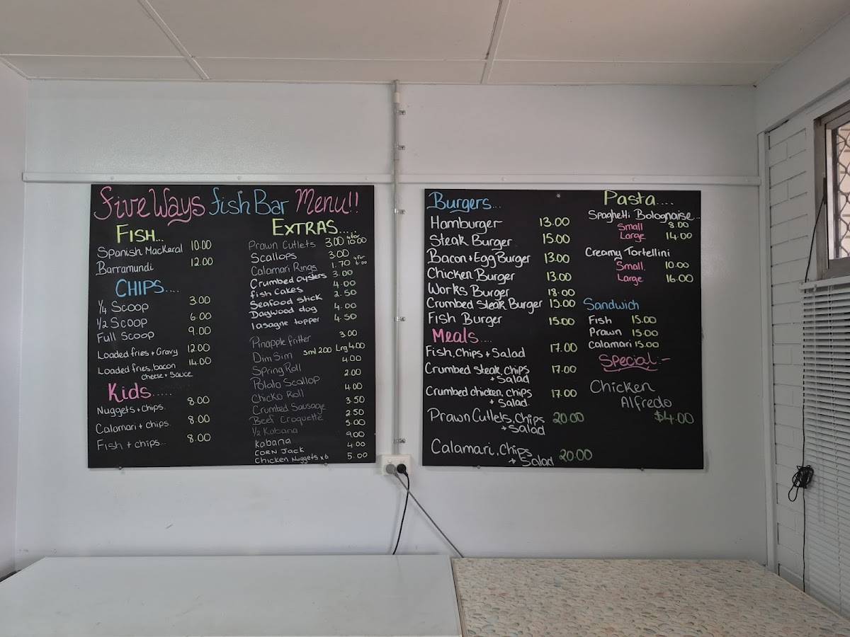 Menu at 5 Ways Fish Bar and Italian Cuisine., Ayr