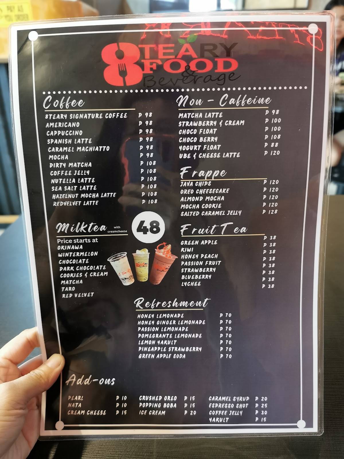 Menu at 8-TEA-RY, Manila