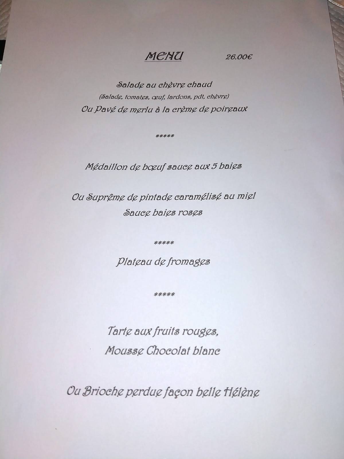 Menu au La Table de Claudine restaurant, Ville-sous-la-Ferté