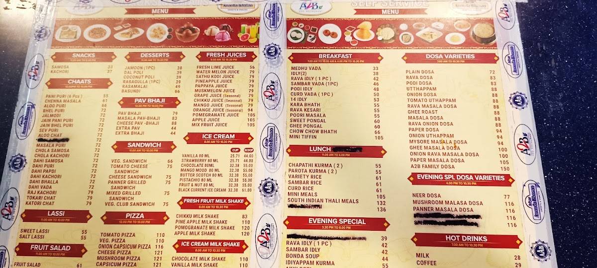 Menu at A2B Pattandur-Hope Farm, Bengaluru, 92