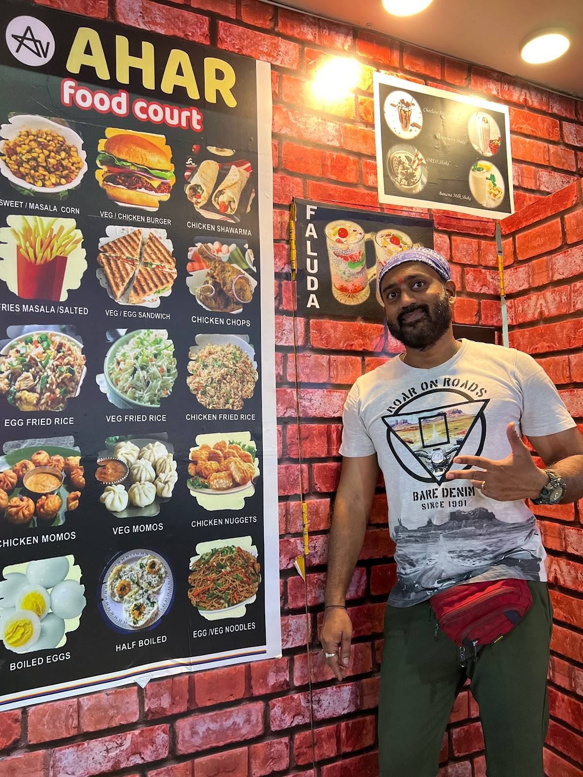 Menu at AHAR AV food court, Hyderabad