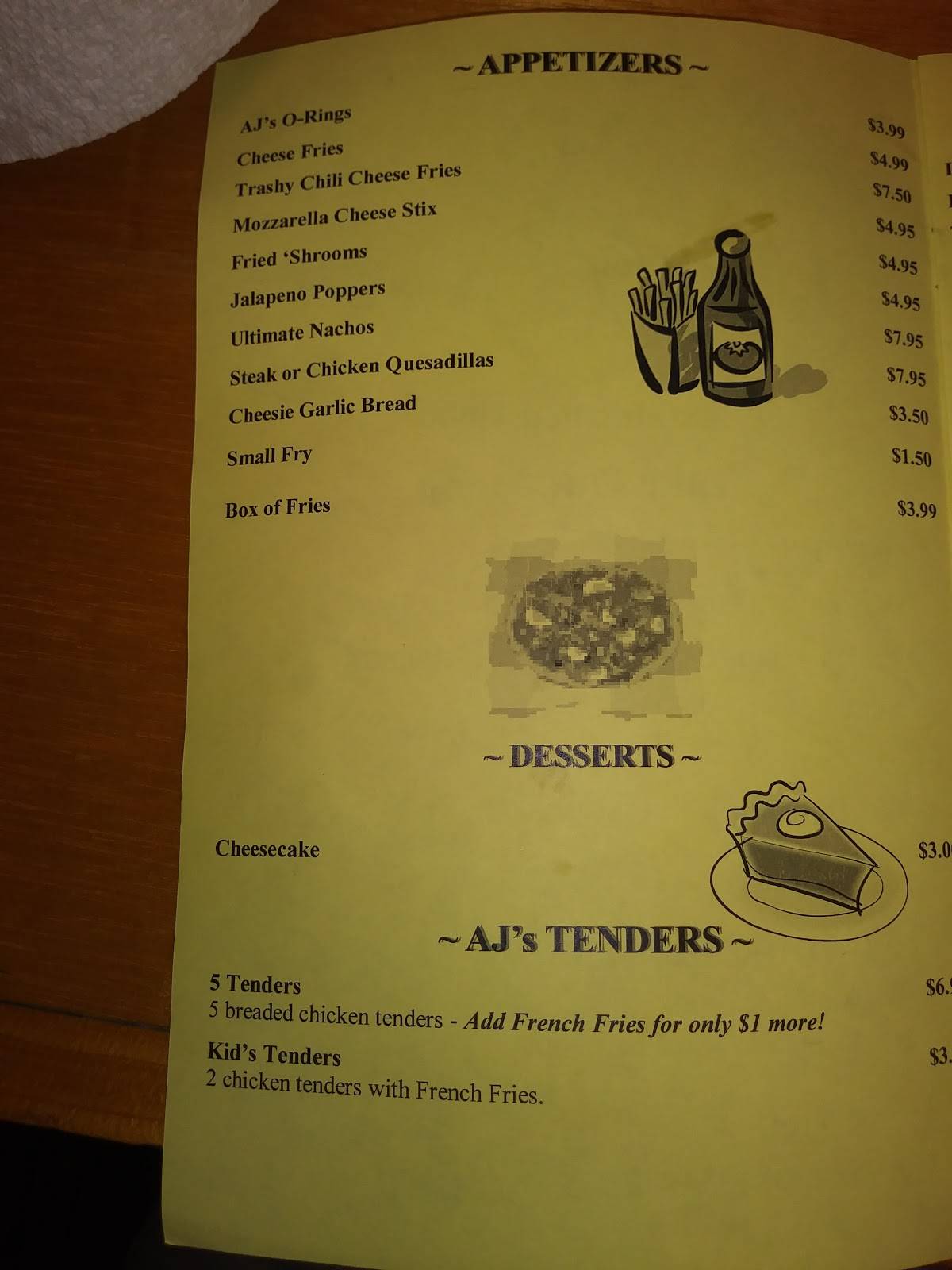 Menu at AJ's Pizza, Subs, and Wings restaurant, Fort Pierce