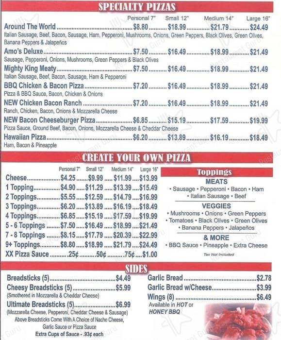 Menu at Amo Pizza & General Store pizzeria, Amo, N Pearl St