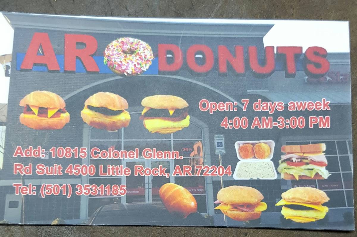 Menu at AR Donuts restaurant, Little Rock, Colonel Glenn Rd #4500