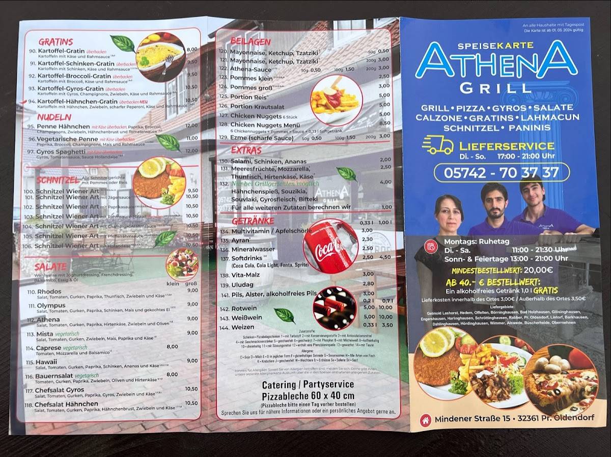 Speisekarte von ATHENA GRILL restaurant, Preußisch Oldendorf