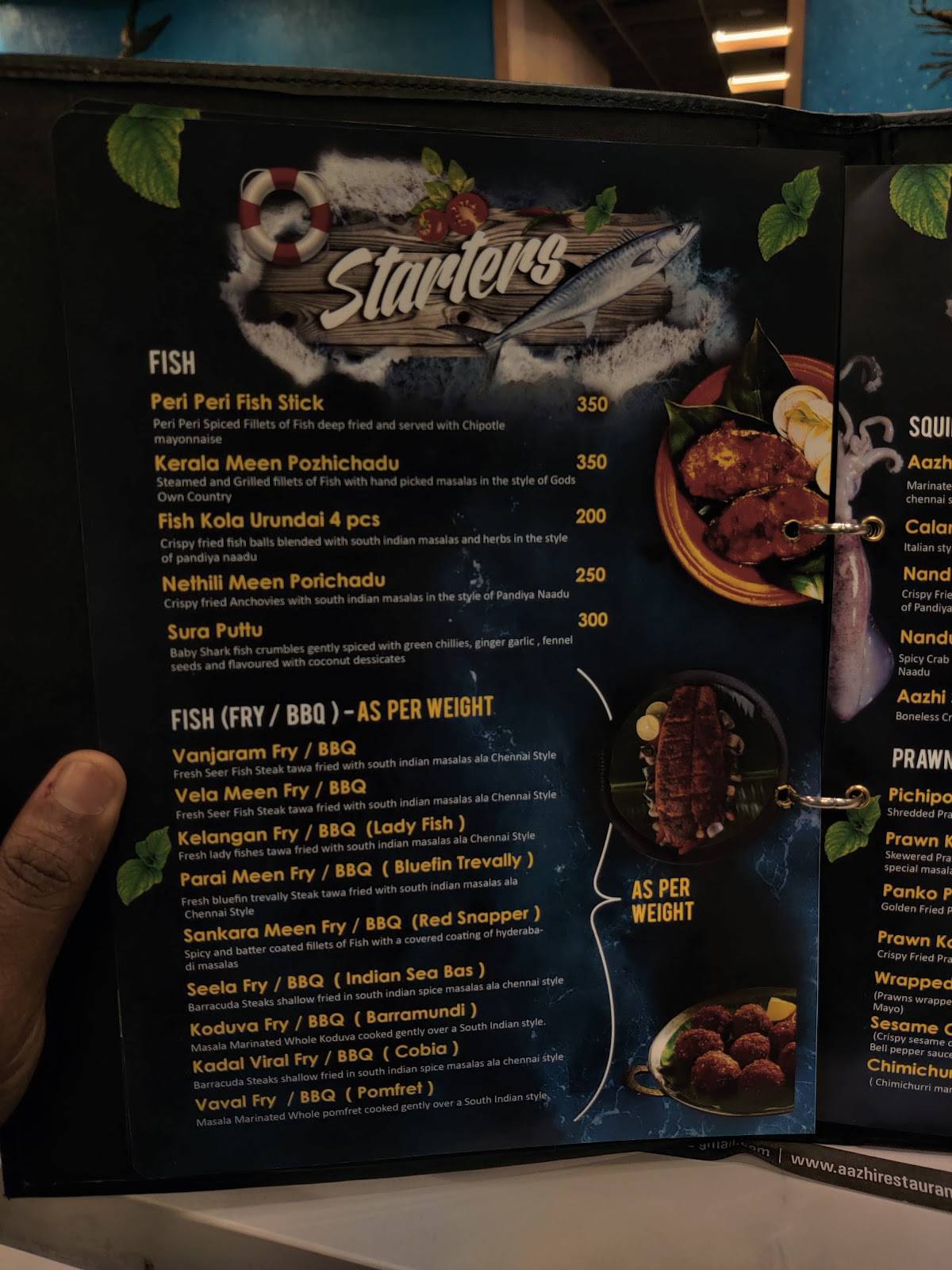 Menu at Aazhi Seafood Restaurant, Chennai, 2/1