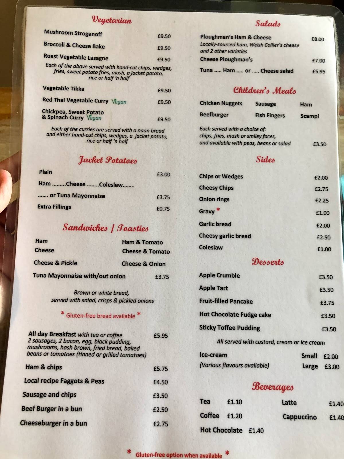 Menu at Aberglais Inn pub & bar, Merthyr Tydfil