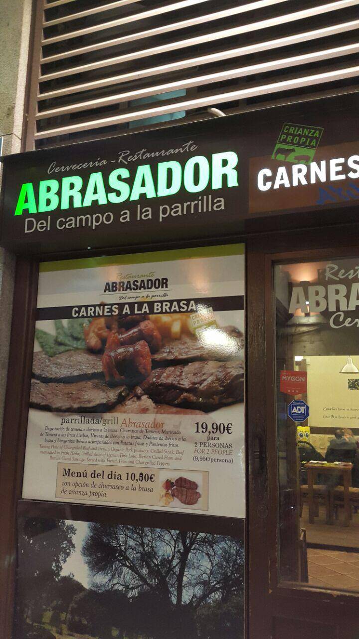 Carta del restaurante Abrasador Gran Vía, Madrid, C. del la Salud