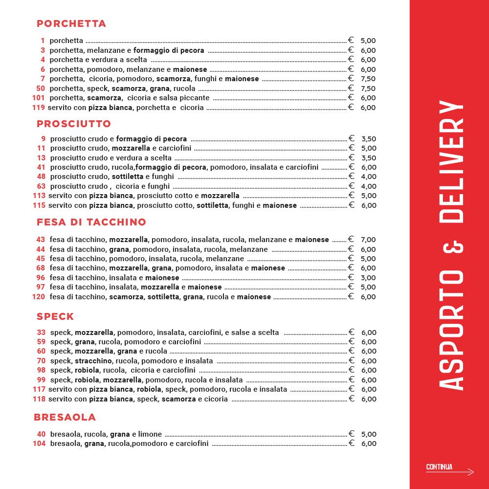 Menu at Acqua Ferrata pub & bar, Tivoli