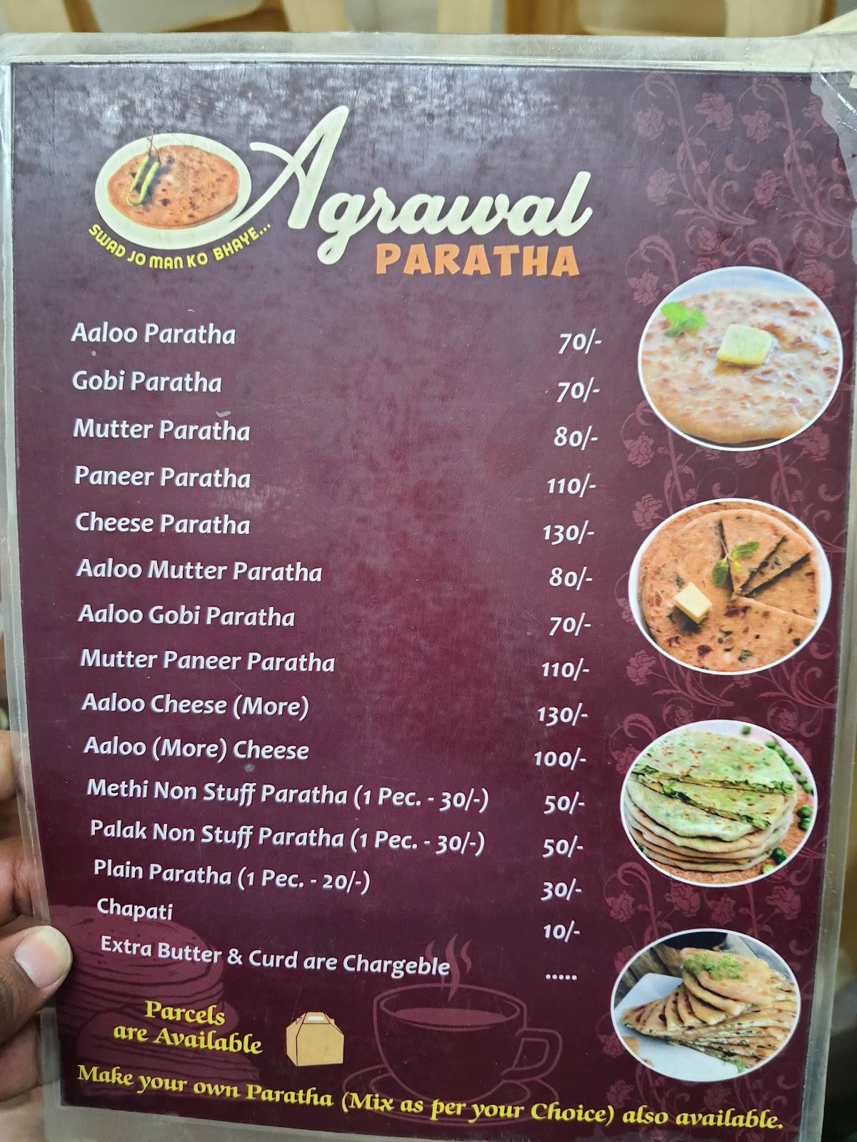 Menu at Agrawal Paratha, Nashik