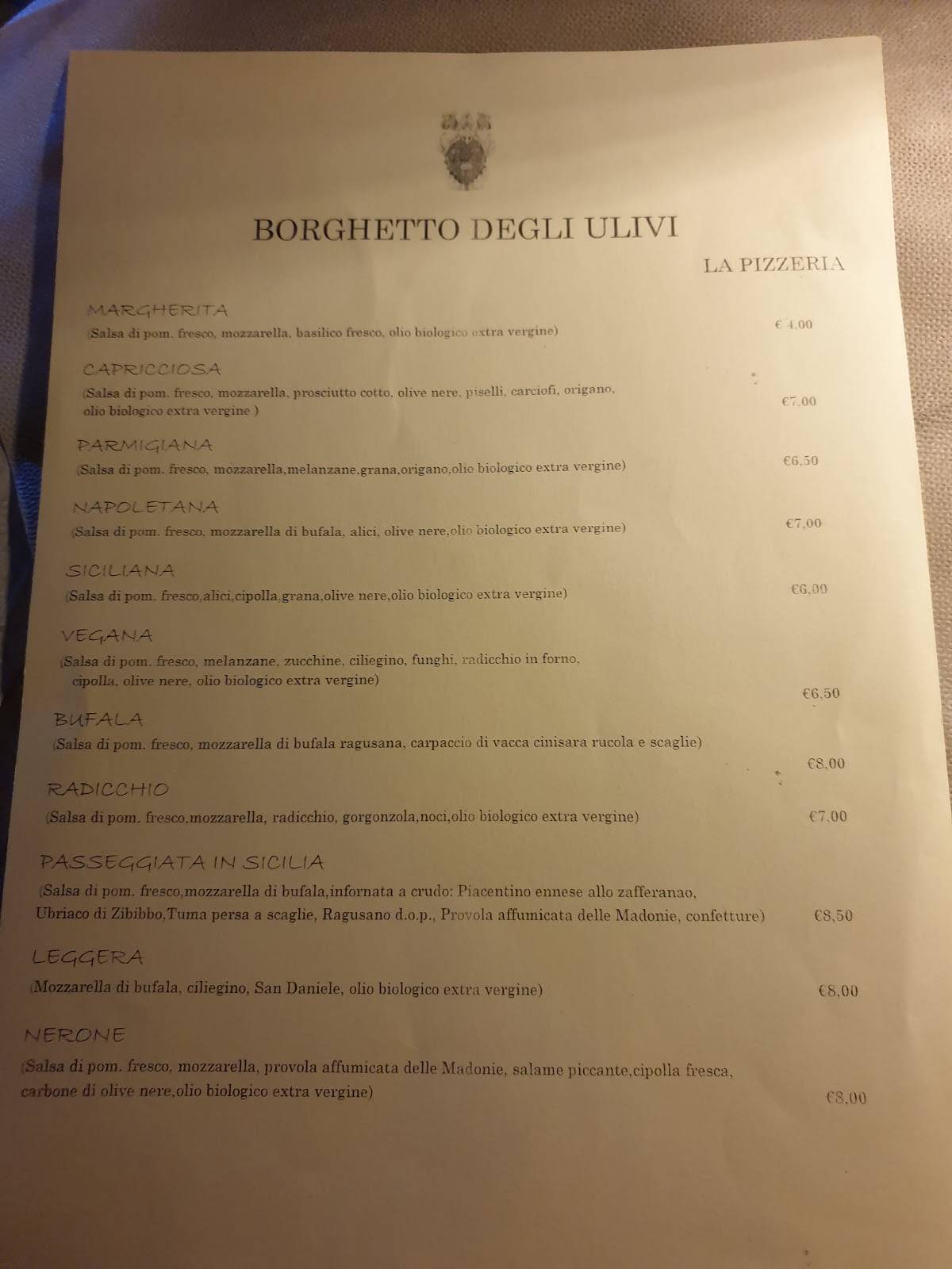 Menu da Agriturismo Borghetto degli Ulivi ristorante, Caltanissetta, SP1