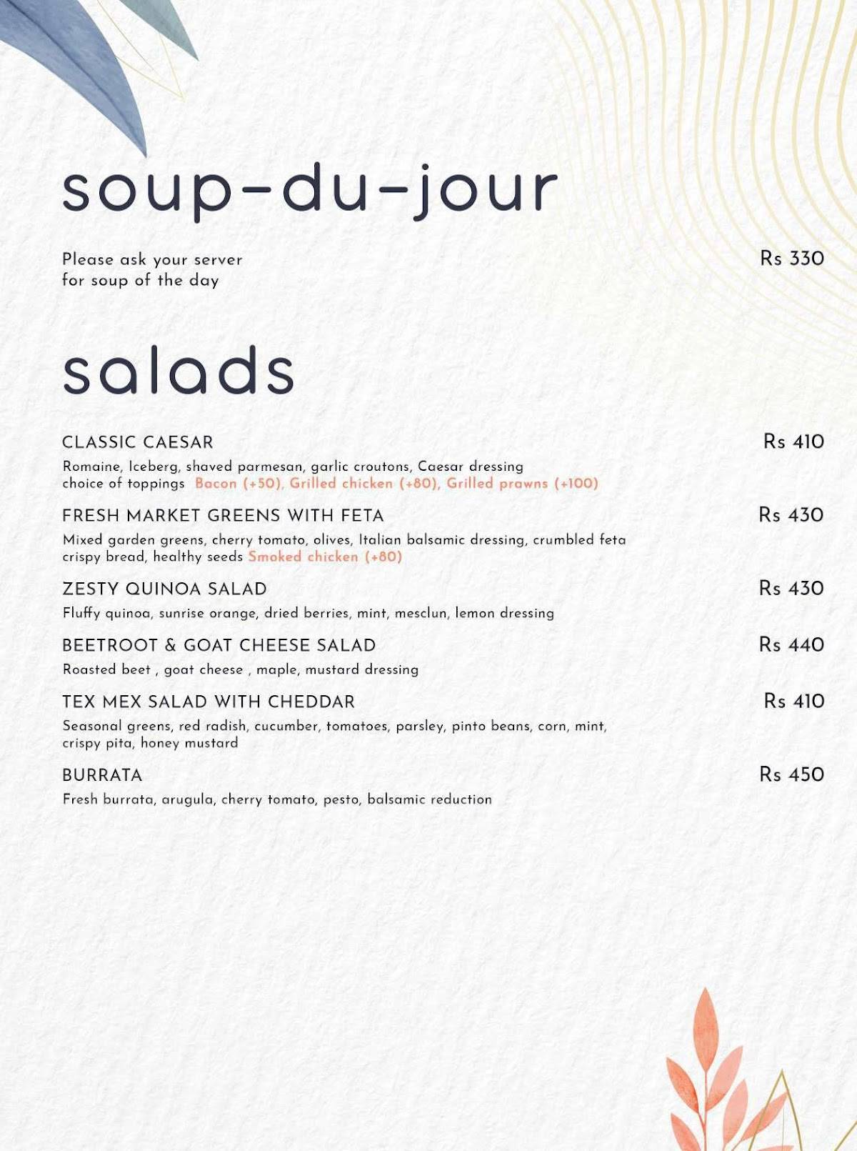 Menu at Aioli Bistro, New Delhi