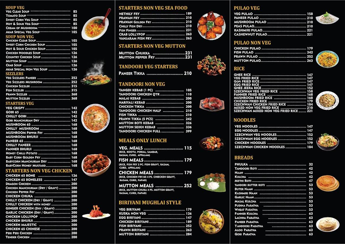 Menu at Akar Imperial Restaurant, Chennai