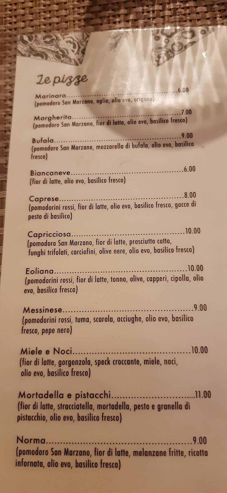 Menu da Al Gambero ristorante, Messina, Via Consolare Pompea