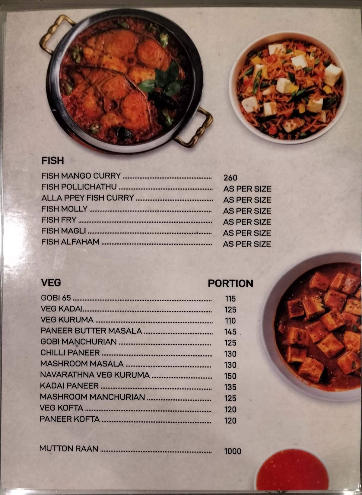 Menu at Al Nujum Restaurant, Chemmad