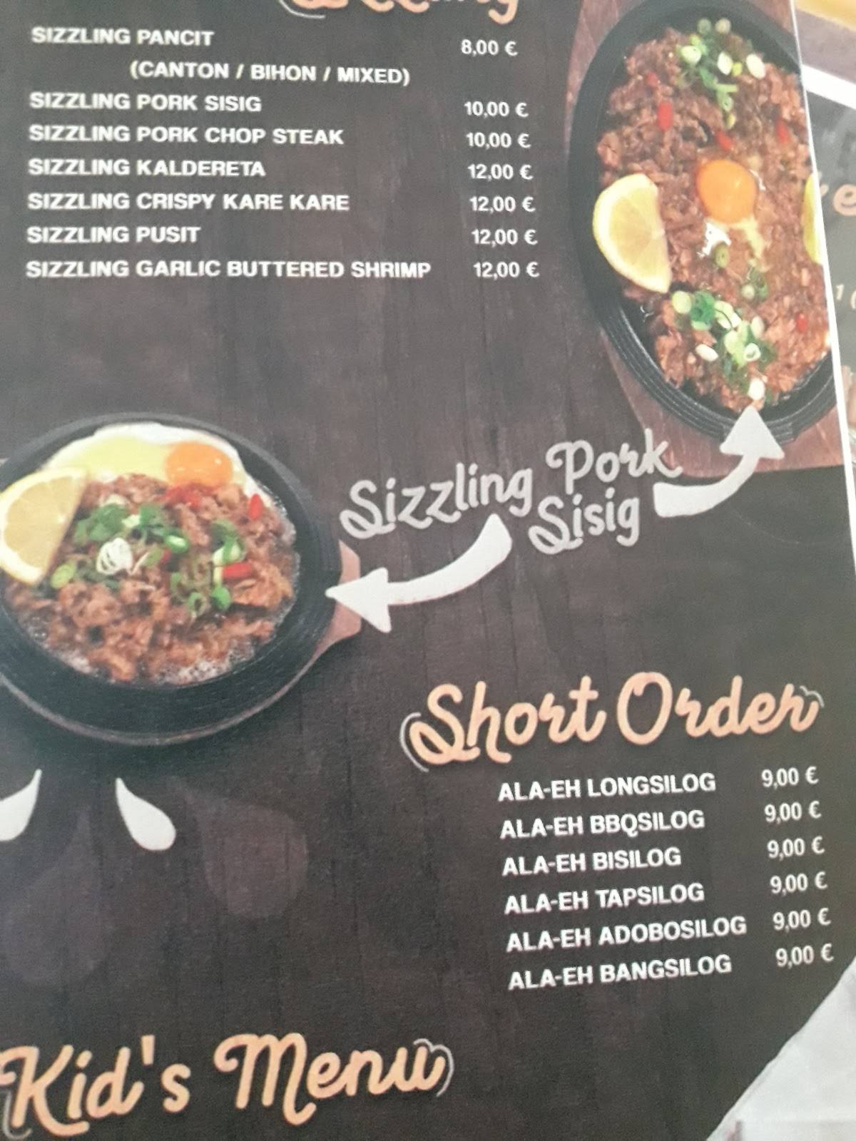 Menu da Ala-eh filipino resto-bar, Roma